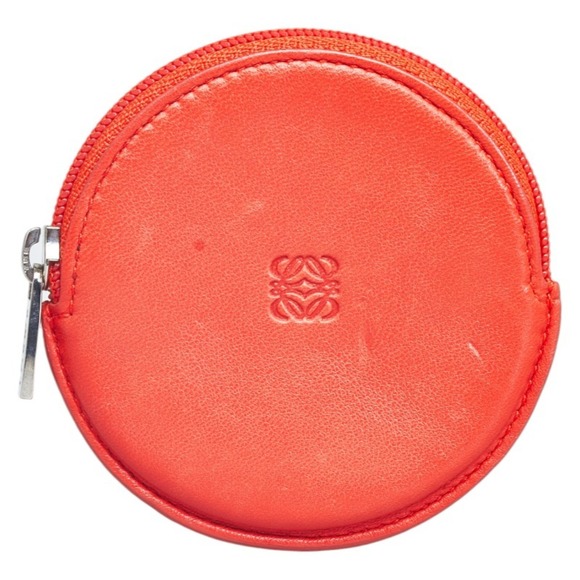 Loewe | Accessories | Loewe Round Anagram Coin Case Red Leather Ladies ...